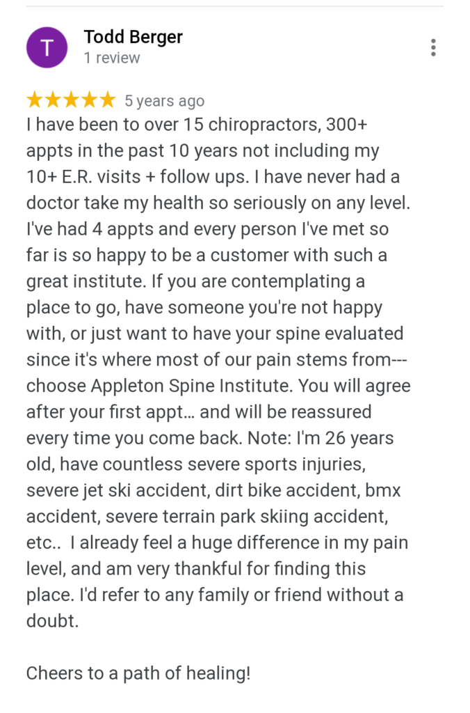 Testimonials – Appleton Spine Institute